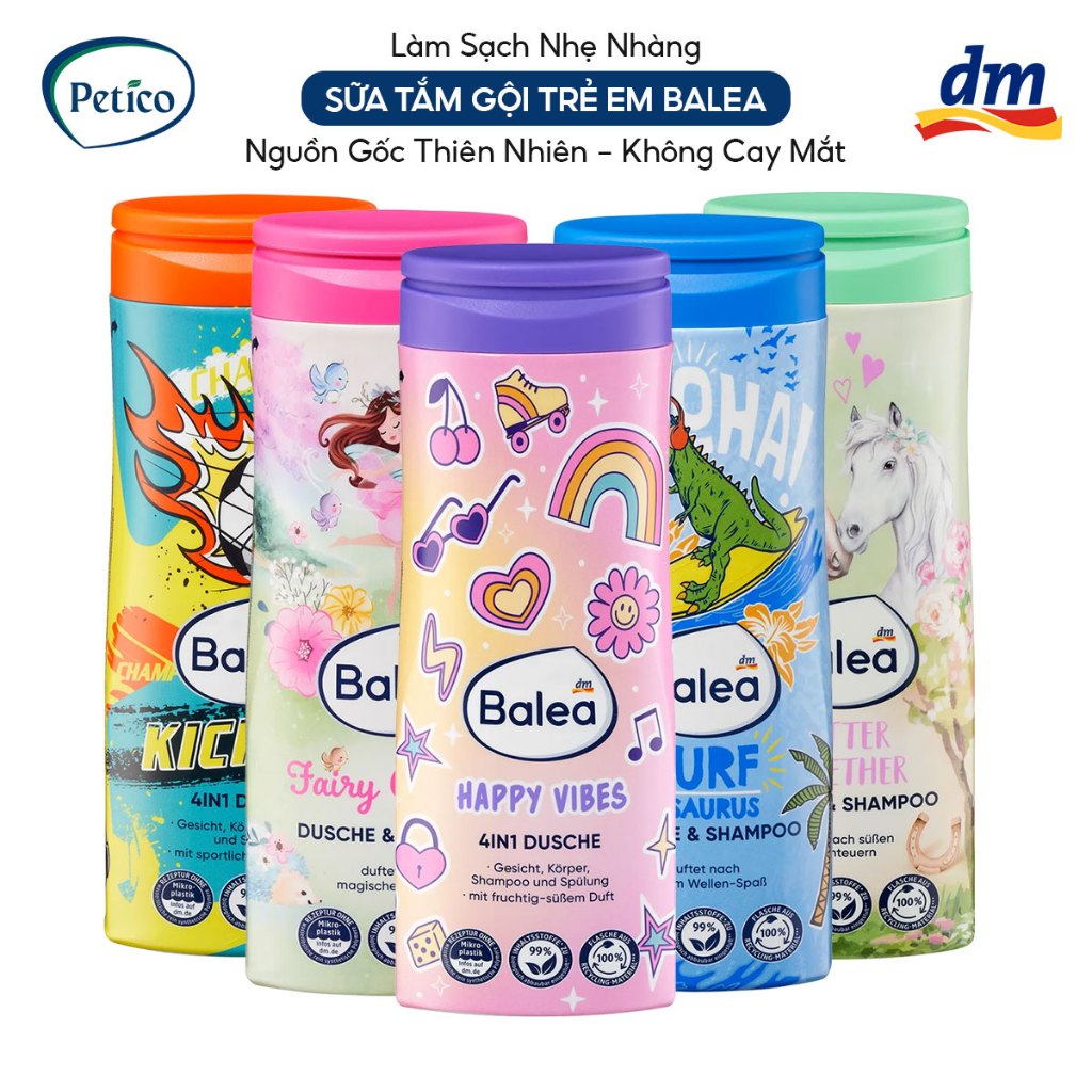 Sữa tắm gội trẻ em Balea Kids thuần chay, hương thơm tự nhiên, không ...