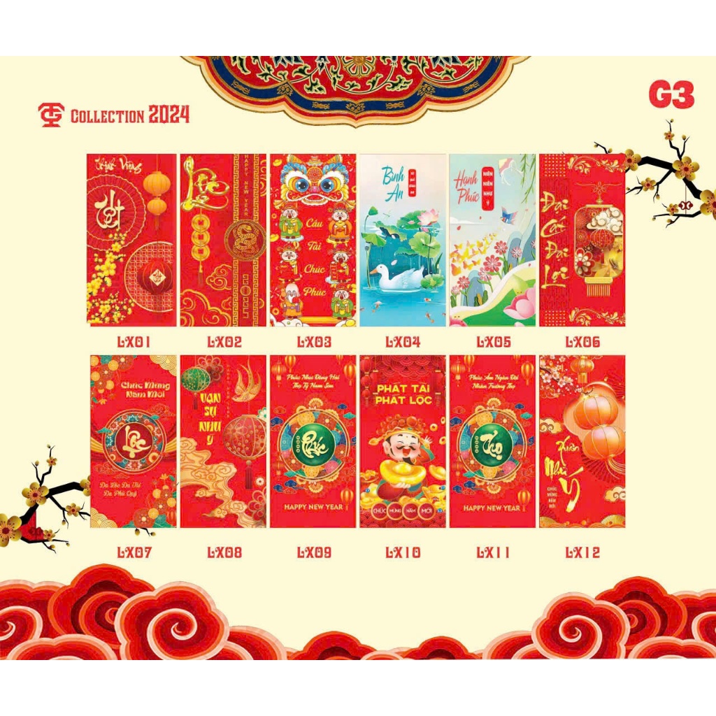 (Truyền thống) Combo 100 Lì xì 2025, lì xì tết ẤT Tỵ năm 2025 (mầu ngẫu ...