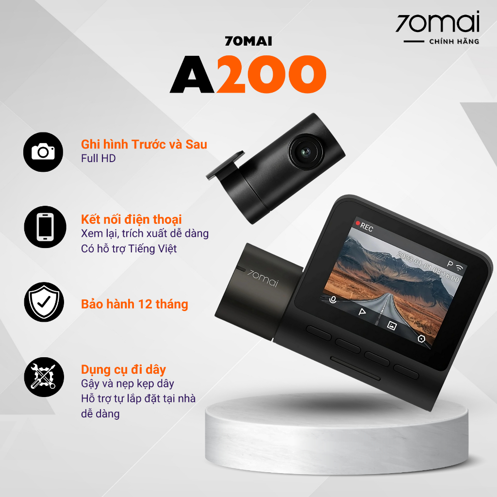 Camera hành trình 70mai A200 [Tặng Dụng Cụ Đi Dây], Quốc tế, hỗ trợ ...