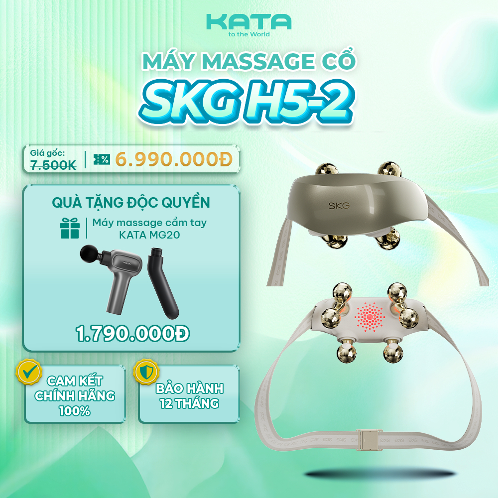 Máy Massage Cổ Vai Gáy SKG H5-2 Cao Cấp 6 Đầu Mát Xa Lăn 360 Độ Trườm Nhiệt Ánh Sáng Đỏ Giảm Đau ...