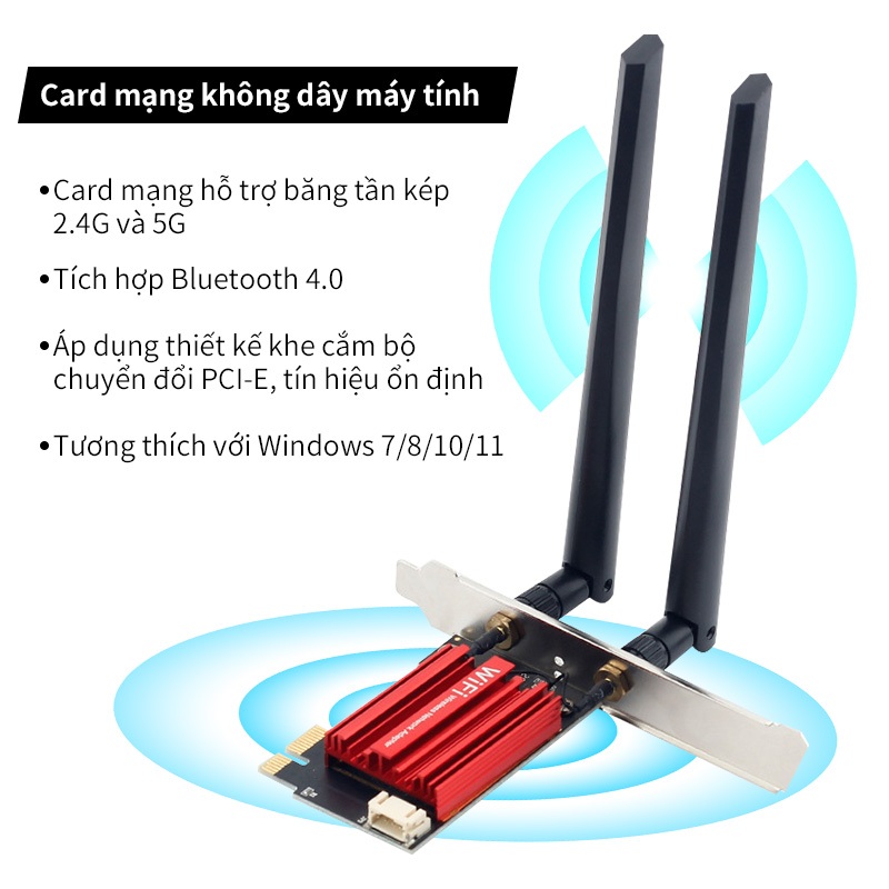 Card mang Card wifi Bluetooth Wifi 5 Pci-e Không Dây Ac1200 Băng Tần ...