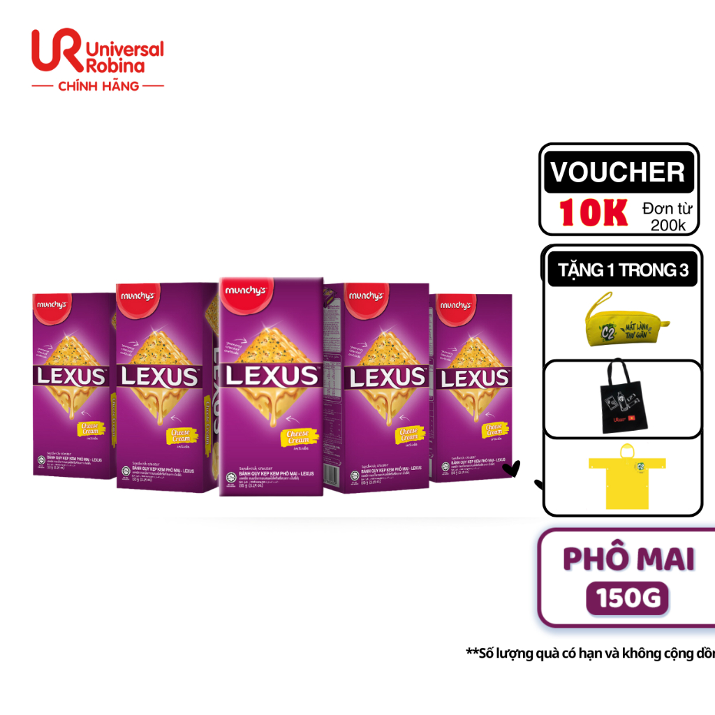 Combo 5 Hộp Bánh Quy Munchy's Lexus 2 vị lựa chọn: Vị Kẹp Kem Phô Mai Cheese Cream và Vị Socola ...