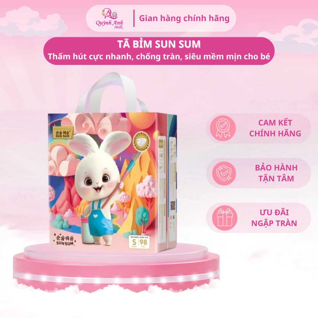 Bỉm Sun Sum thấm hút cực nhanh, chống tràn, chất liệu mềm mịn có đủ ...