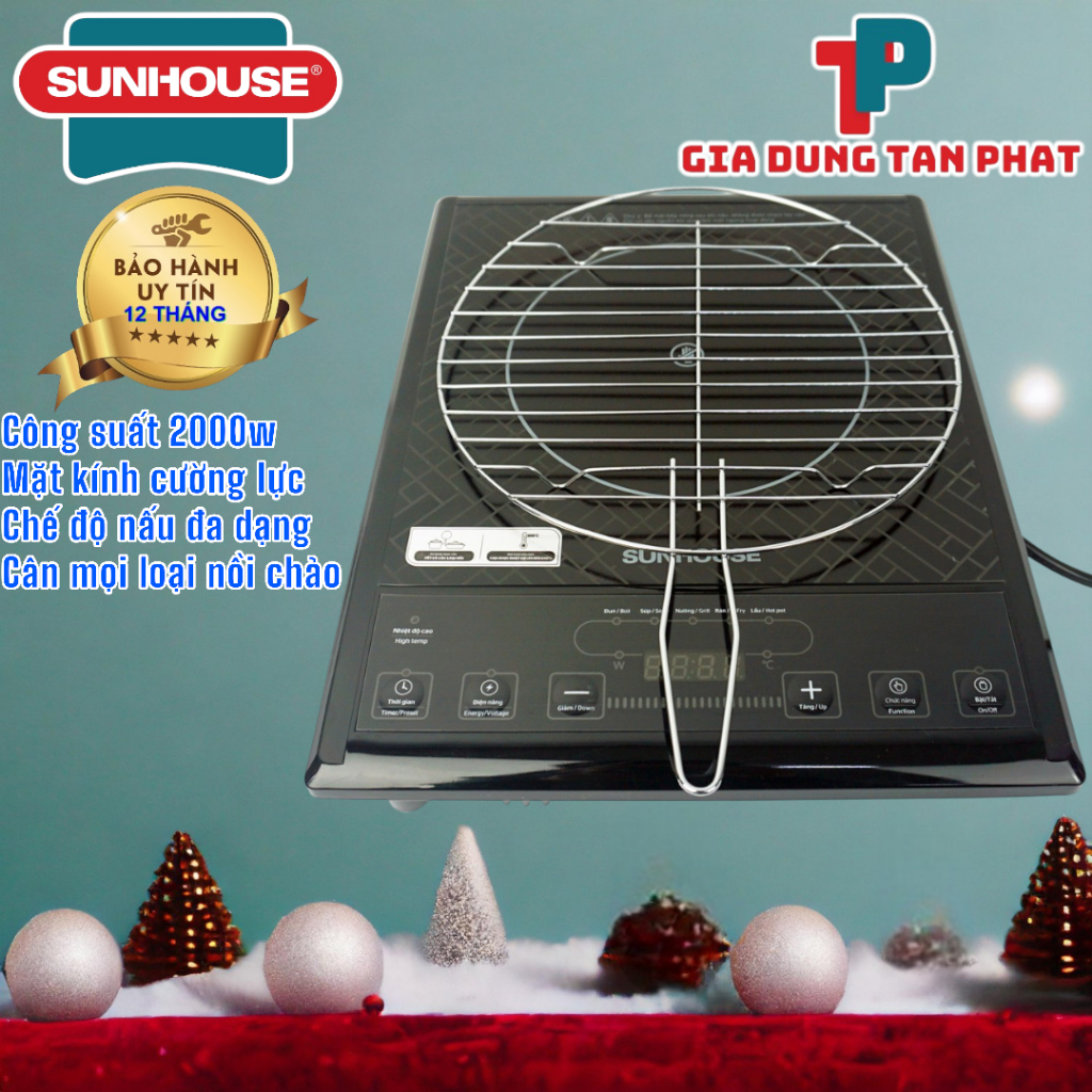 Bếp hồng ngoại cơ SUNHOUSE SHD6011 công suất 2000w tặng kèm vỉ nướng ...