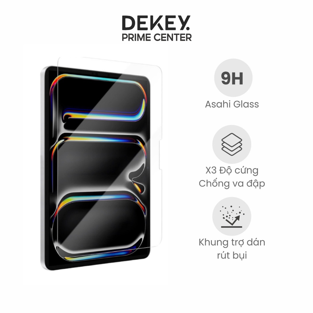 Kính Cường Lực IPa.d DEKEY Master Glass 3D Premium Độ Cứng 9H Khung Trợ ...
