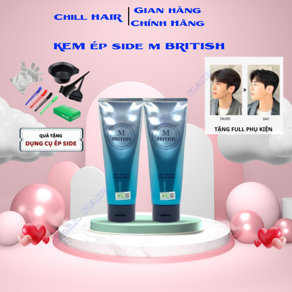 Kem ép Side tóc nam BRITISH M Men's Style Down Perm, kem ép side tóc ...
