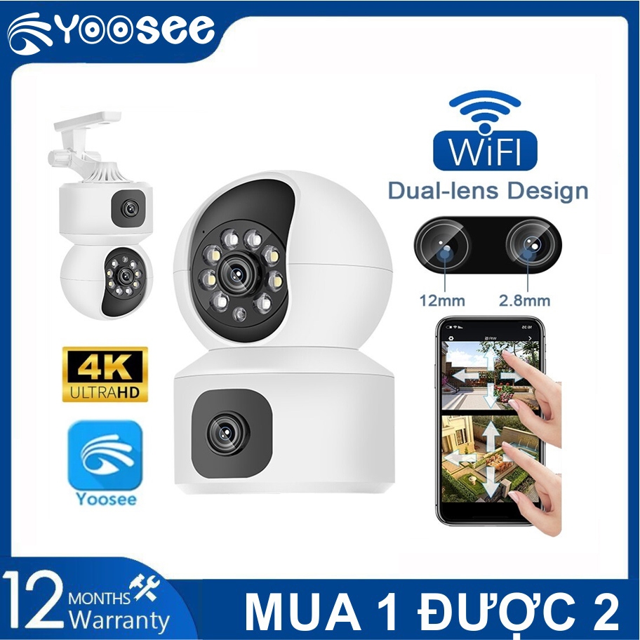 Camera Yoosee Wifi Trong Nhà 2 Mắt Xem Đêm Có Màu Siêu Nét, Xoay 360 Độ ...
