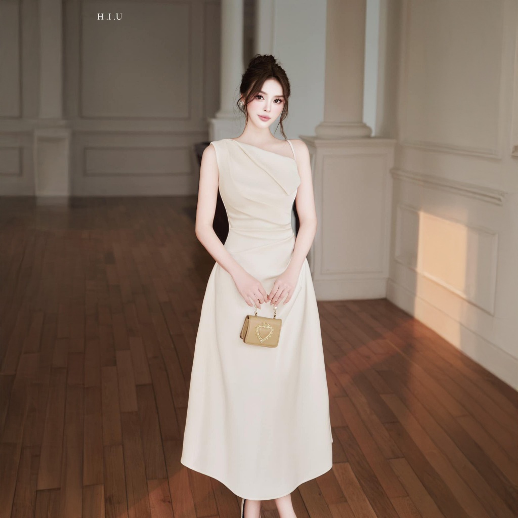 Jila Dress | Váy tiệc nữ thiết kế lệch vai taffta lụa cao cấp H.I.U ...