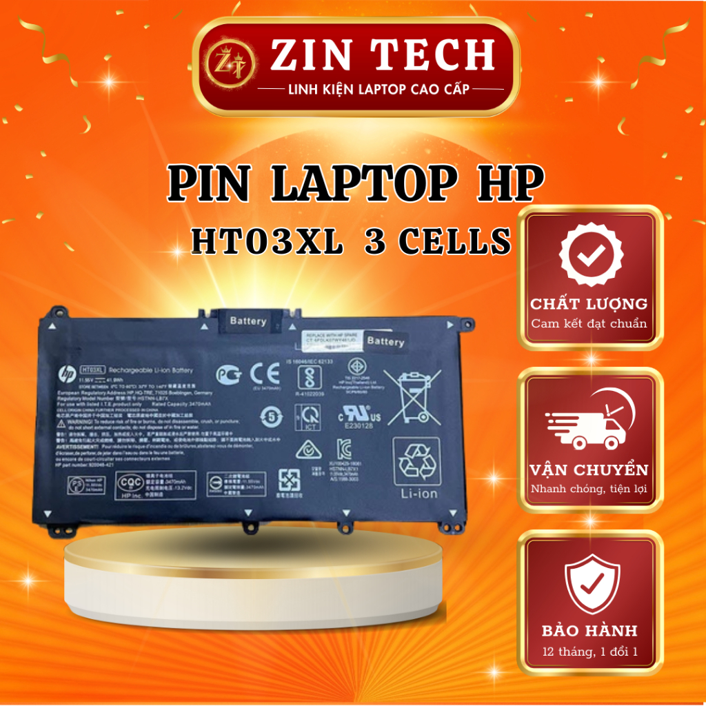 Pin Laptop HP HT03XL Pavilion 14-CE 15S-DU 14-CF CK 14-cm DF DH 14-MA 14Q-CS 14S-CF ZINTECH ...