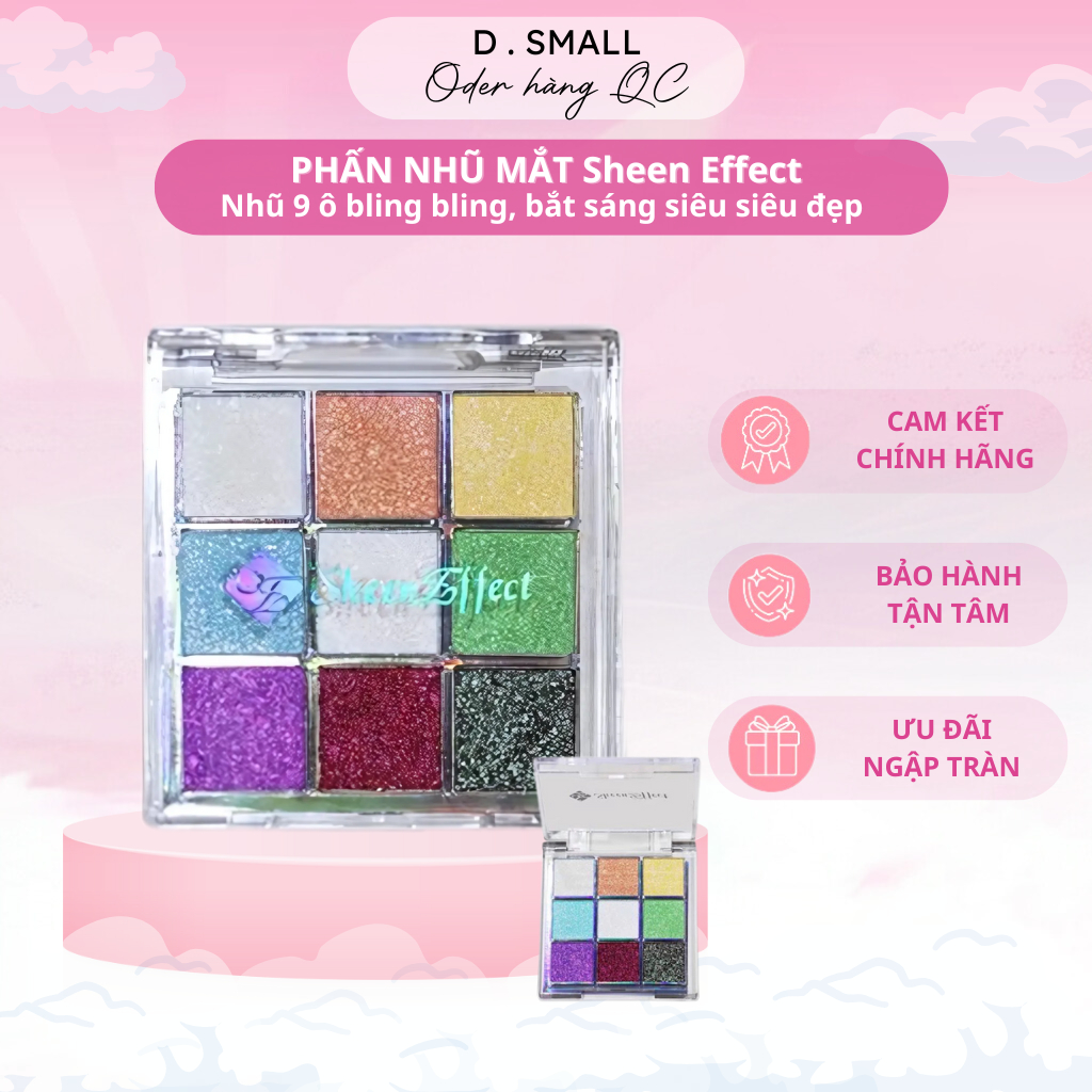 Phấn mắt đơn sắc / nhũ 9 ô Sheen Effect tạo hiệu hứng bling bling, bắt ...