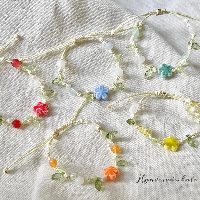 Vòng Tay Handmade Hoa Gốm Sứ, Hoa Cỏ Thiên Nhiên - Phụ kiện Vòng ...