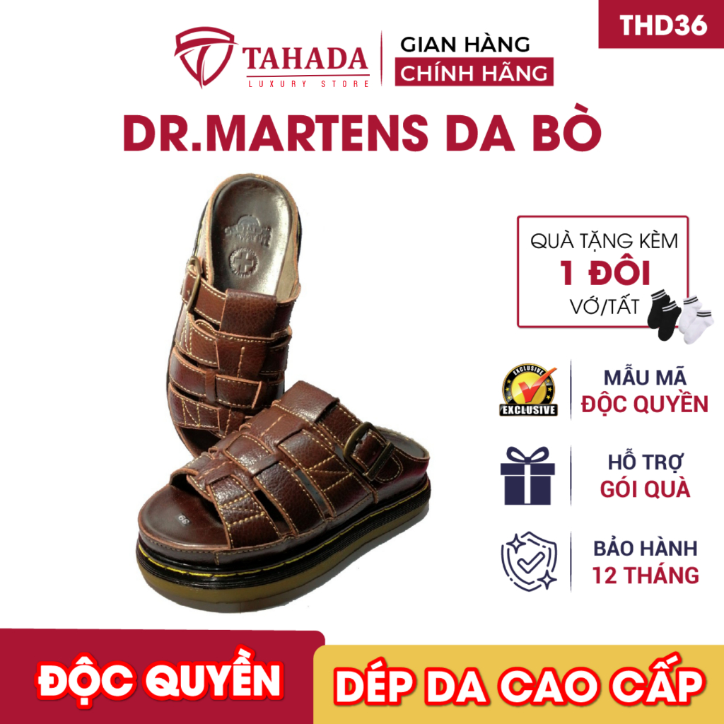 Dép nam quai ngang Doctor Dr. Martens, quai da bò cao cấp hàng VNSX ...