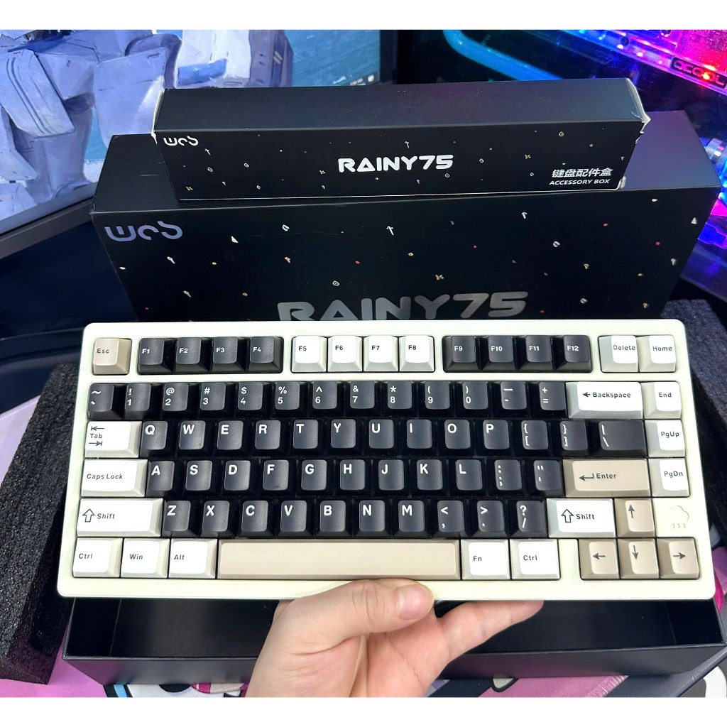 Bàn Phím Cơ Custom Rainy 75 Creamy RGB (tạ gương, 3 modes, nhôm CNC ...