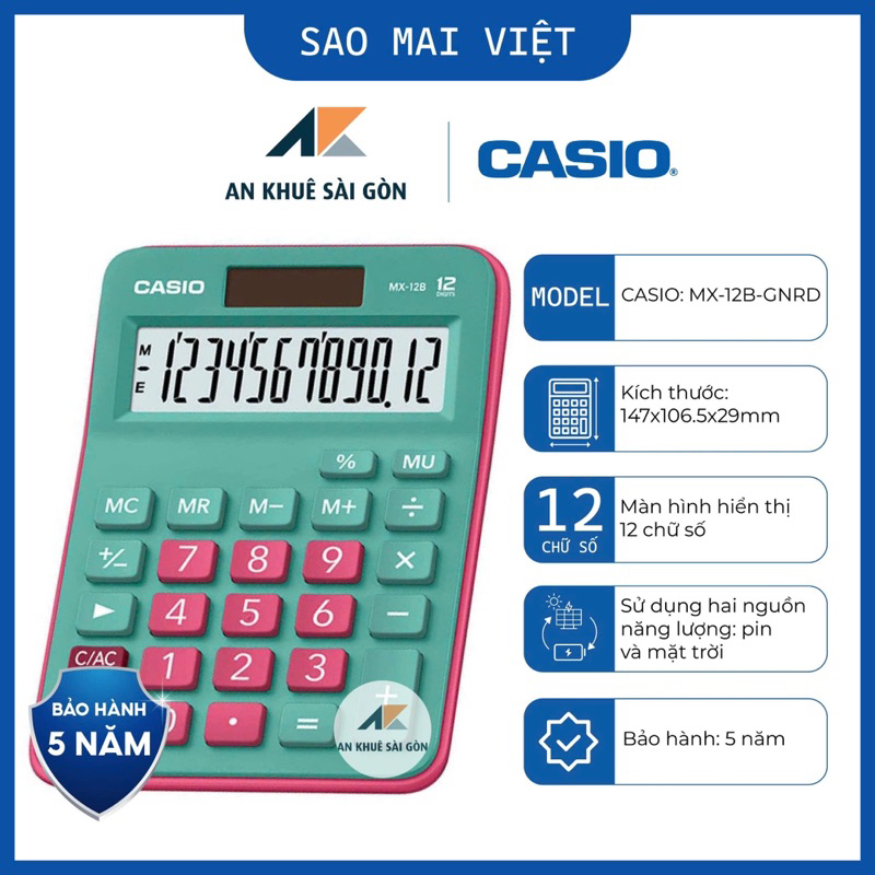 Máy tính Casio MX-12B-GNRD phiên bản mới - 12 Digits | Shopee Việt Nam