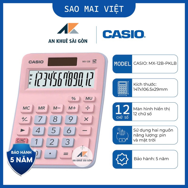 Máy tính Casio MX-12B-PKLB Phiên bản mới - 12 Digits | Shopee Việt Nam