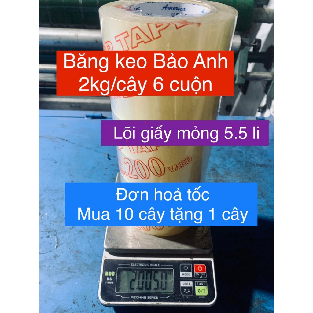 Cây Băng Keo Trong 5F - 200 Yard (2kg/Cây 6 Cuộn) & 100 Yard (1,2kg/Cây 6 Cuộn) | Shopee Việt Nam