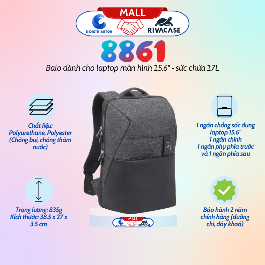 Balo Rivacase 8861 dành cho laptop màn hình 15.6" - sức chứa - Hàng ...