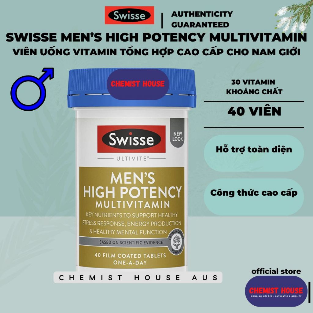 [Hàng Úc] Swisse Men's Ultivite Power High Potency Multivitamin - Viên uống vitamin tổng hợp Nam ...