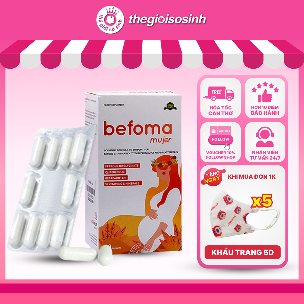 [ HT CẦN THƠ+QUÀ XỊN] Bổ Bầu EU Hữu Cơ Befoma Mujer - Bổ Sung Sắt, Acid ...