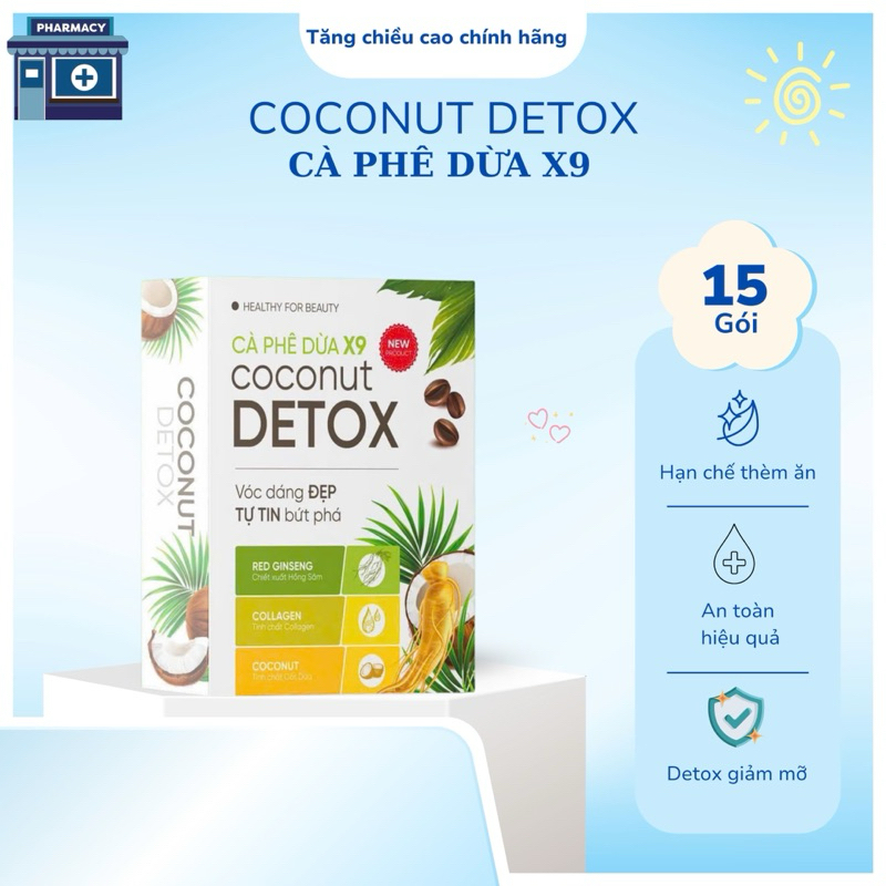 Cà phê giảm cân Dừa X9 detox, giảm cân cấp tốc, giảm mỡ thừa, mỡ bụng ...