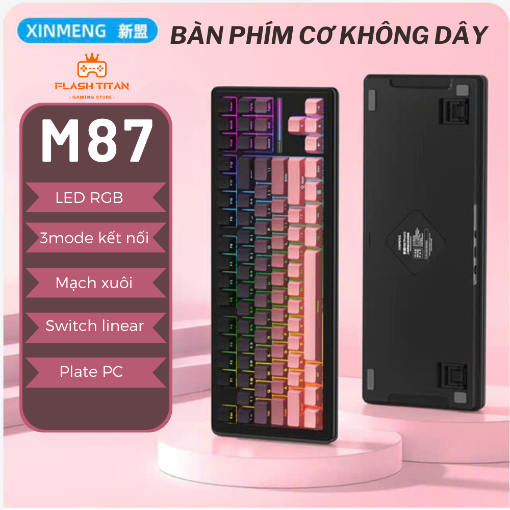 Bàn phím cơ không dây Xinmeng M87 Pro V2 - LED RGB mạch xuôi - 3 mode ...