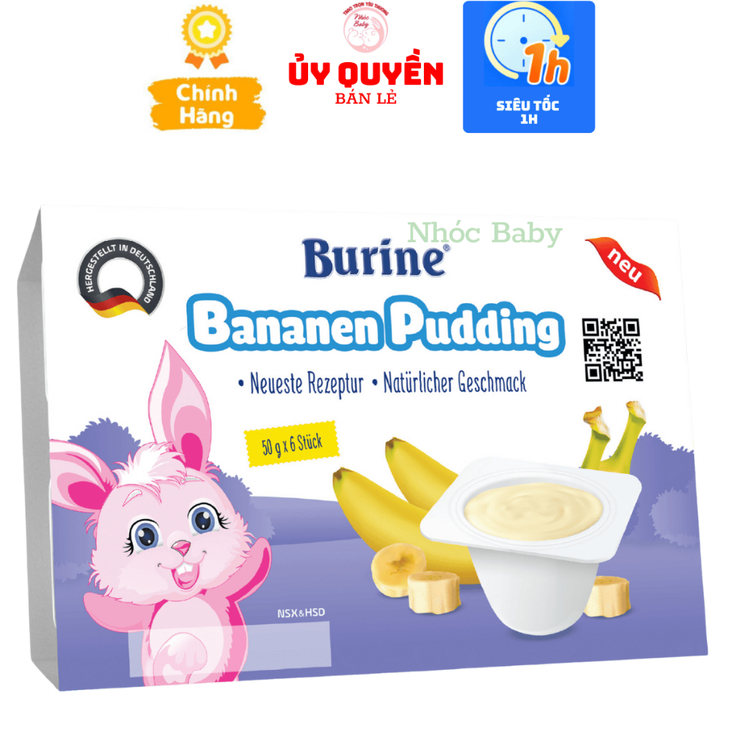 Cháo sữa Burine HiPP ăn dặm Pudding Chuối [1 Lốc 6 Hũ] [6x50g] Date 08/ ...