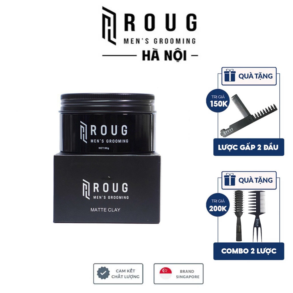 Sáp vuốt tóc Roug Matte Clay 90gr Singapore Màu Đen + Tặng 2 lược tạo ...