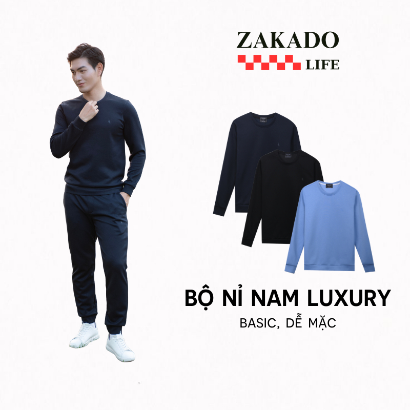 Bộ nỉ nam thu đông ZAKADO chất nỉ dày dặn mềm mịn, thoải mái vận động ...