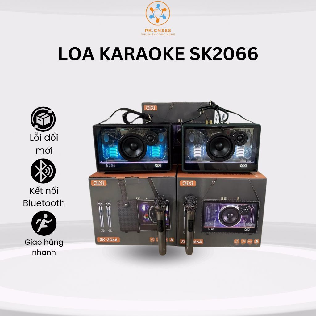 Loa bluetooth Qixi SK 2066, loa bluetooth karaoke tặng 2 Micro không ...