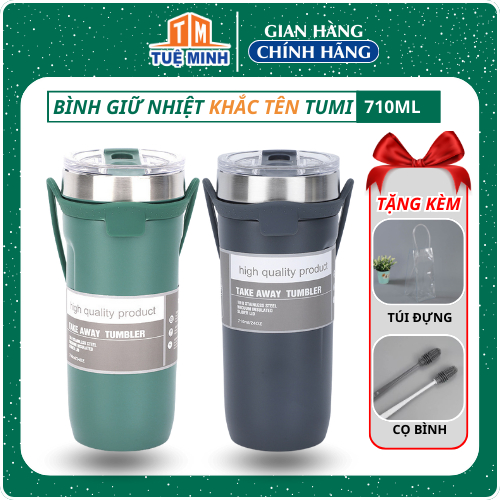 Ly giữ nhiệt TUMI 710ml inox 304 có quai xách giữ nhiệt tốt có lắp đậy kín giữ được 7-9h kèm ống ...