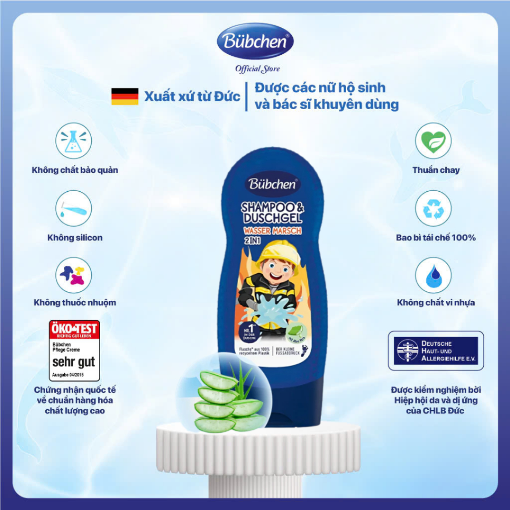 Gel Tắm Gội 2IN1 Thuần Chay Chống Viêm Da Bübchen Wasser Marsch 230ml Bubchen Official Store ...