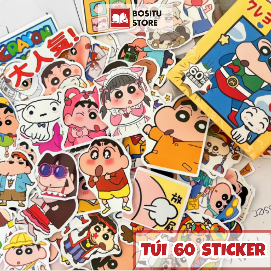 Sticker hình Shin dễ thương phiên bản chống nước nâng cấp - Set 60 ...