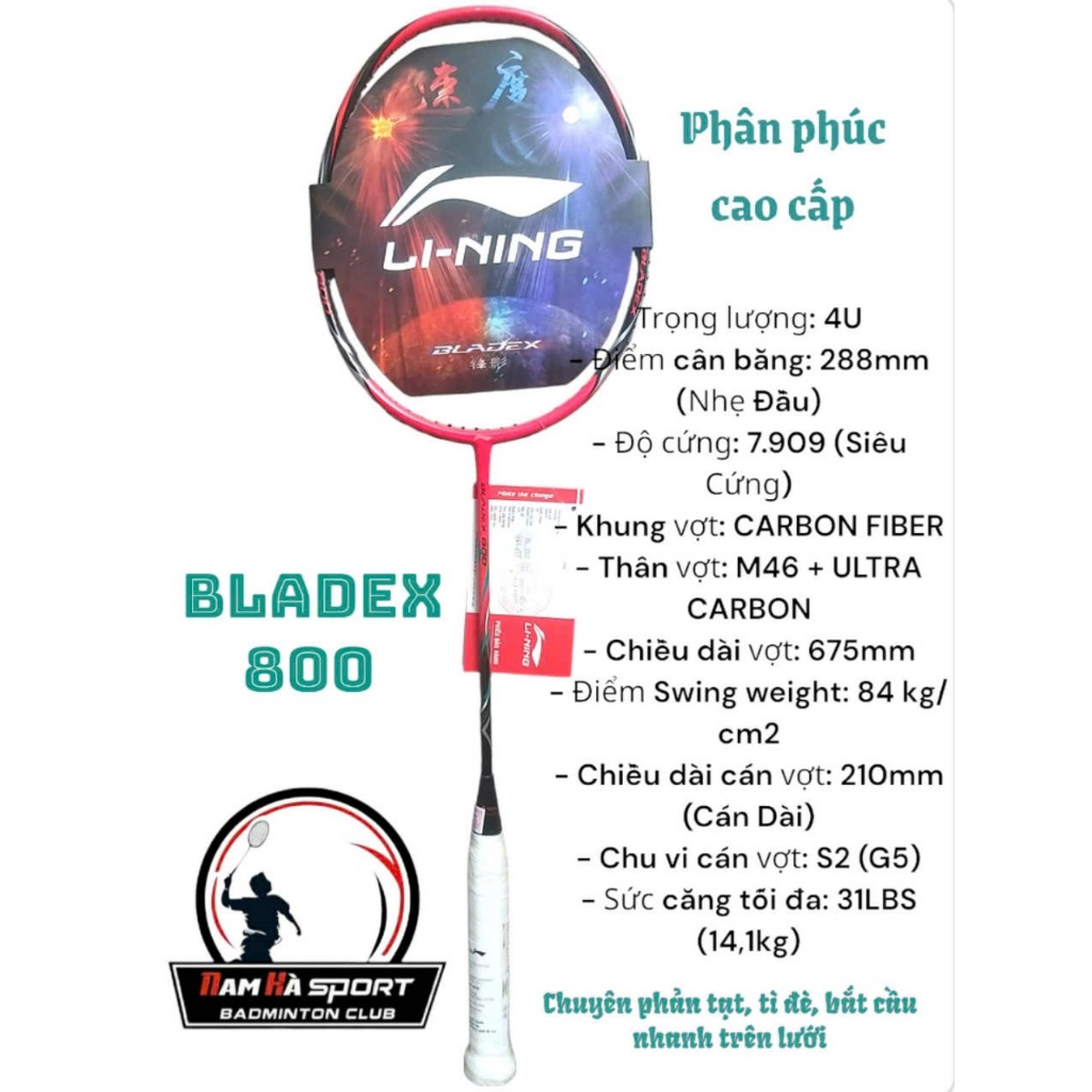 V2940 - Vợt Lining Bladex 800 4u Chính hãng (Khung chưa lưới) | Shopee ...