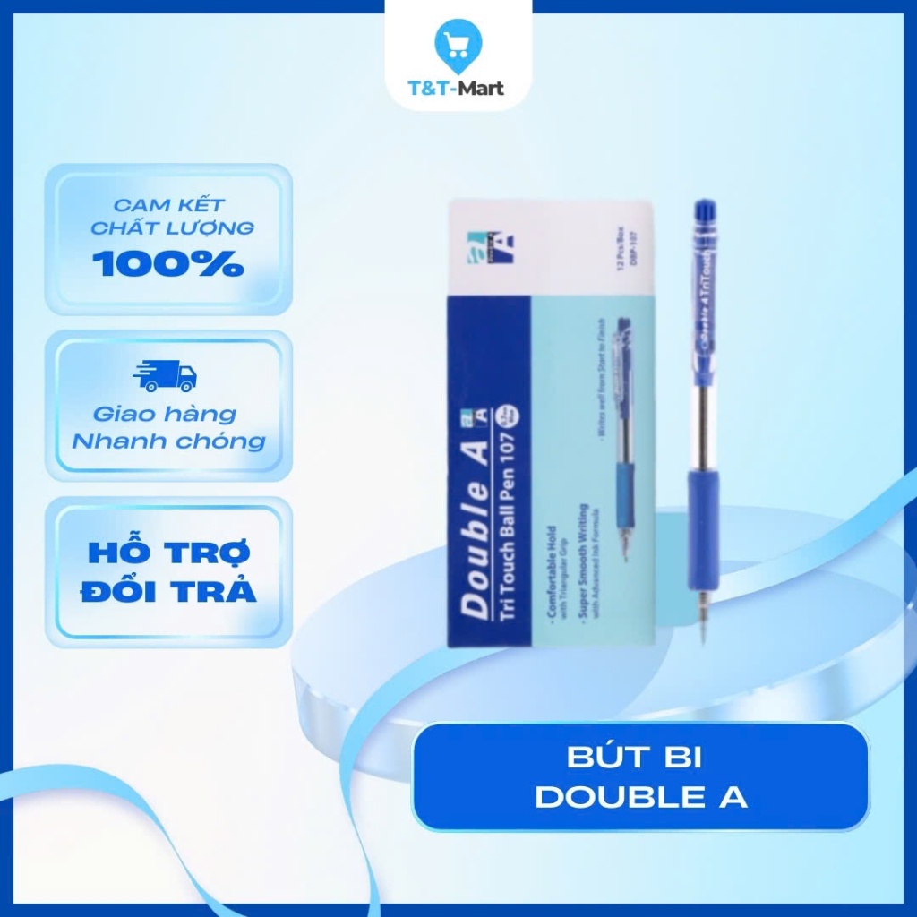 Bút bi xanh Double A Tritouch hộp 12 cái cao cấp loại ngòi 0,7mm - Bút ...