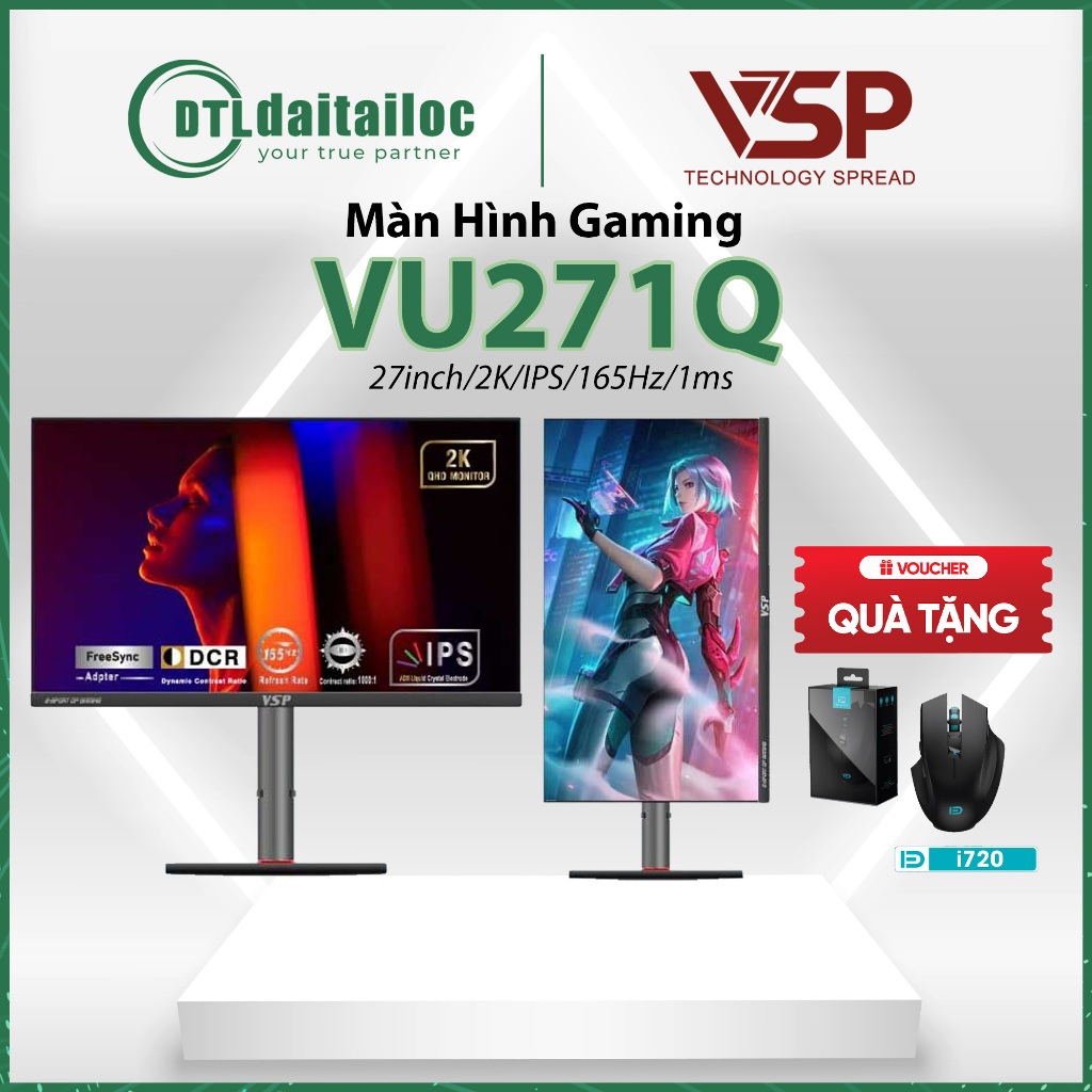 Màn hình gaming VSP VU271Q 27inch 2K IPS 165Hz 1ms | Chính hãng | Bảo hành 36 tháng | Shopee ...