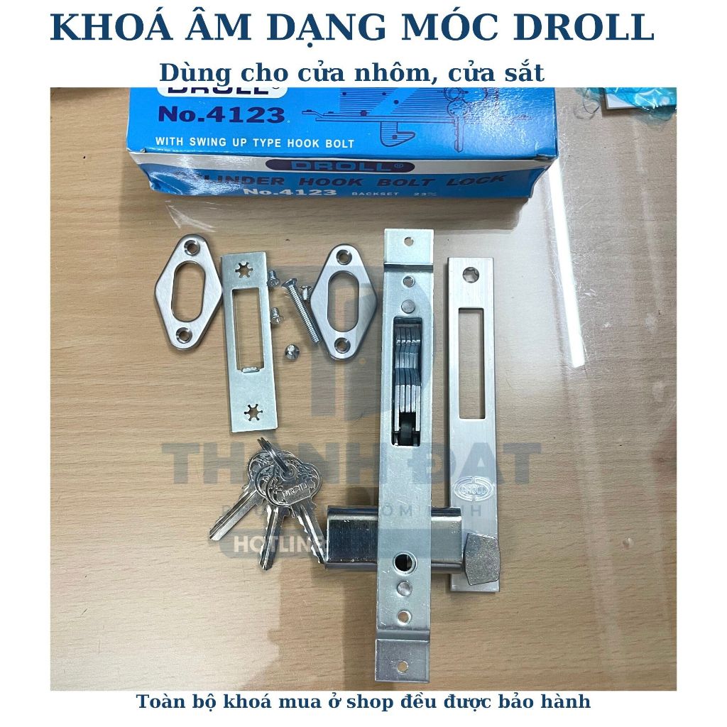 Khóa âm lùa Droll móc (Khóa âm lùa dạng móc hiệu Droll, Khóa âm cửa lùa ...