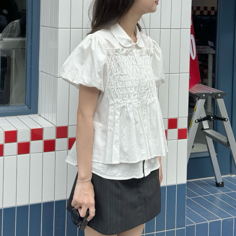 DOB - Áo kiểu sơ mi xếp dập li Hani | Shopee Việt Nam