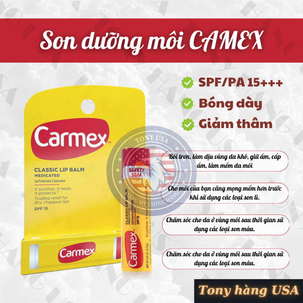 【HÀNG MỸ】Son Dưỡng Môi Carmex Classic Dưỡng Môi, Cấp Ẩm, Làm Mềm, Chống Nứt Nẻ Môi - Tony Hàng ...