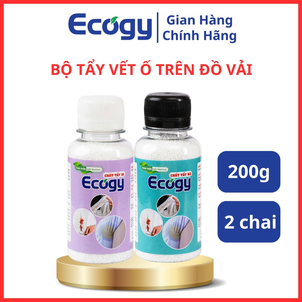Bộ TẨY Ố Ecogy B1,B2 (dạng bột) hỗ trợ tẩy được nhiều loại vết ố trên ...