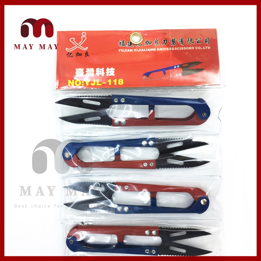 Kéo bấm chỉ răng cưa 2 màu YJL-118 thép cacbon combo 12 cây | Shopee ...