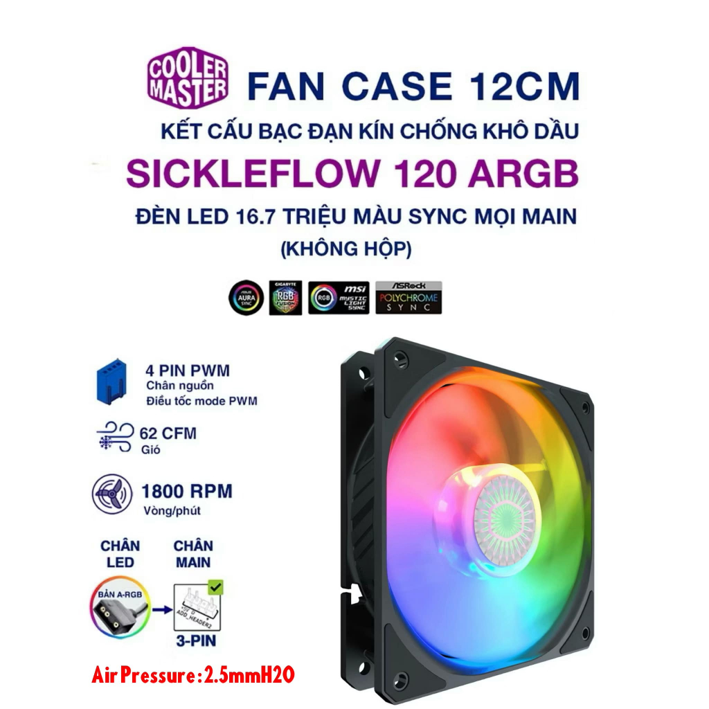 Quạt tản nhiệt case máy tính Cooler Master SickleFlow 120 RGB - Quạt SickleFlow 12cm | Shopee ...