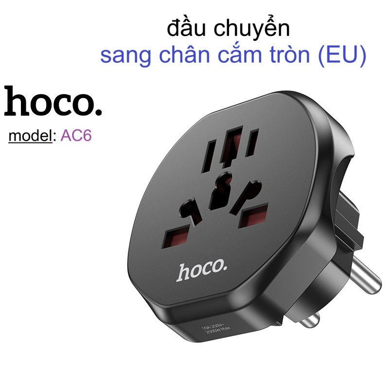 Ổ cắm chuyển đổi đa năng sang chân cắm tròn Hoco AC6 universal conversion plug EU | Shopee Việt Nam