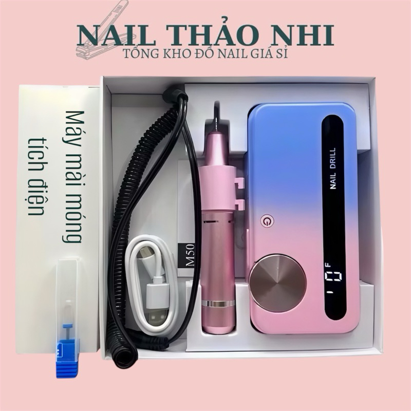 [Mã COSBAUH3 giảm 8% đơn 300K] Máy Mài Móng Tích Điện M50 (BH 6Tháng), Tặng Kèm Đầu Mài Sứ NAIL ...