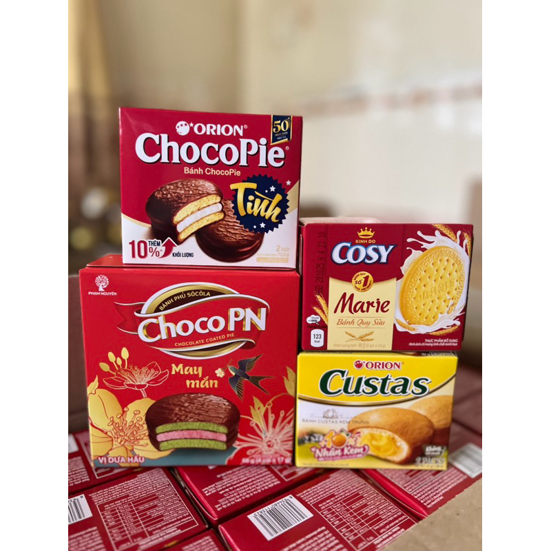 Bánh chocopie/custas/choco PN/cosy làm tháp tài lộc(lốc 12 hộp) hot tết ...