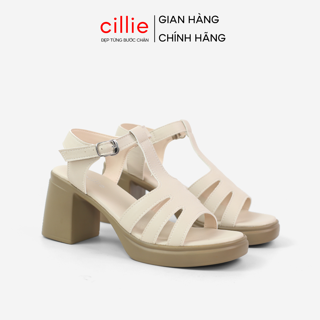Giày Sandal Cao Gót Nữ Cillie Đế Vuông Chắc Chắn Chống Trơn Quai Da Mềm ...
