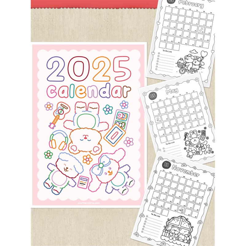 (Giấy 180gsm) Bộ tranh tô màu Lịch “2025 CALENDAR” của Southern Lotus ...