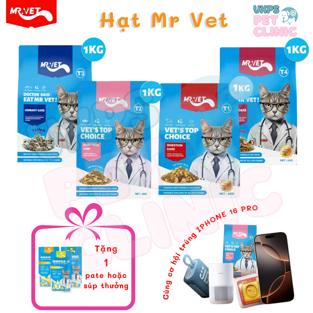 Thức ăn hạt cho Mèo MrVet T1,T2,T3,T4 dành cho mèo mọi lứa tuổi, túi 1kg | Shopee Việt Nam
