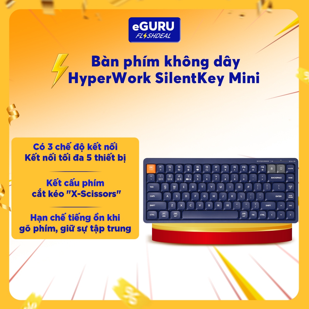Bàn phím không dây HyperWork SilentKey Mini | TS01M - Bảo Hành Chính ...