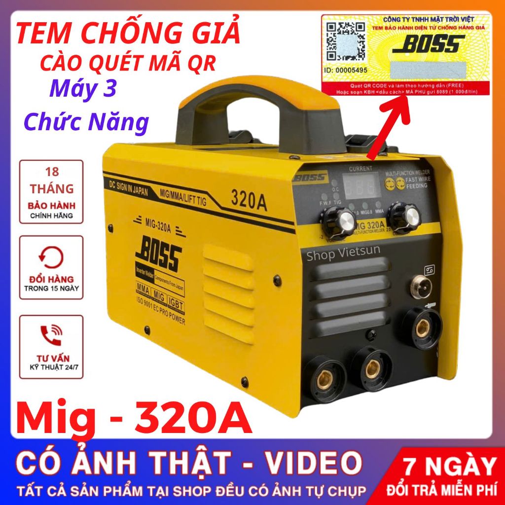Máy hàn Mig 3 chức năng Boss 320A, Hàng chính hàng Nhật Bản. | Shopee ...