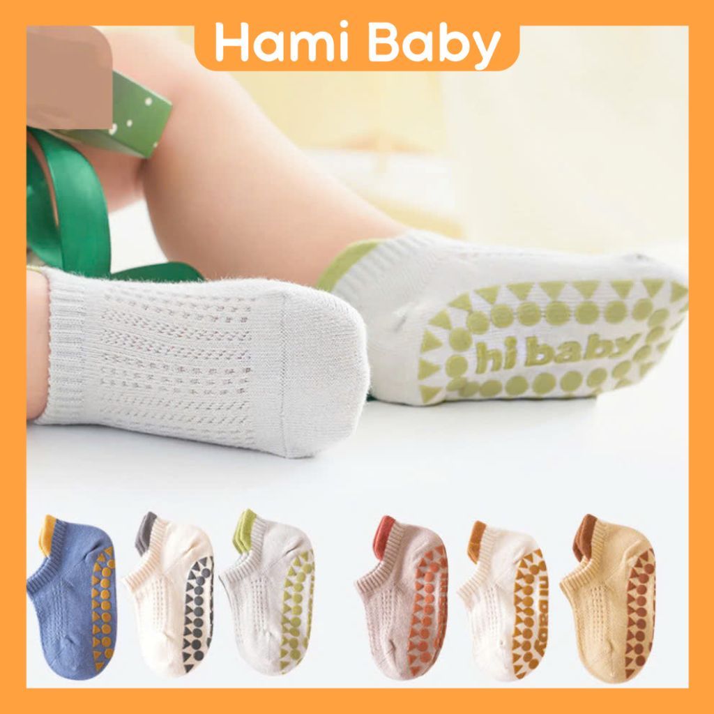 Tất Chống Trơn Trượt cho bé Set 3 Đôi, vải lưới cotton mùa hè thoáng ...